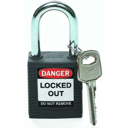 Brogan Safety | SAFETY PADLOCK ABUS ALUMINUM 1.5" ONE KEY BLACK