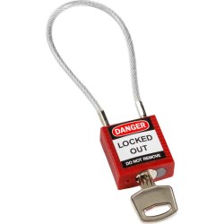Brogan Safety | COMPACT CABLE PADLOCK RED 20CM KD