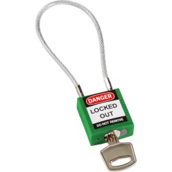 Brogan Safety | COMPACT CABLE PADLOCK GREEN 20CM KD