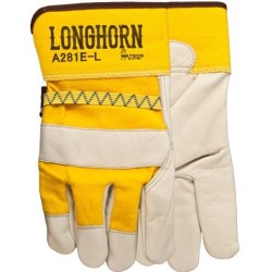 Brogan Safety | GLOVES FULL GRAIN LEATHER COTTON BACK LONGHORN